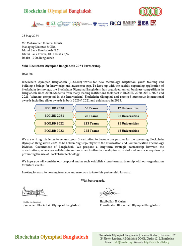 Partnership Proposal for BCOLBD 2024 | PDF