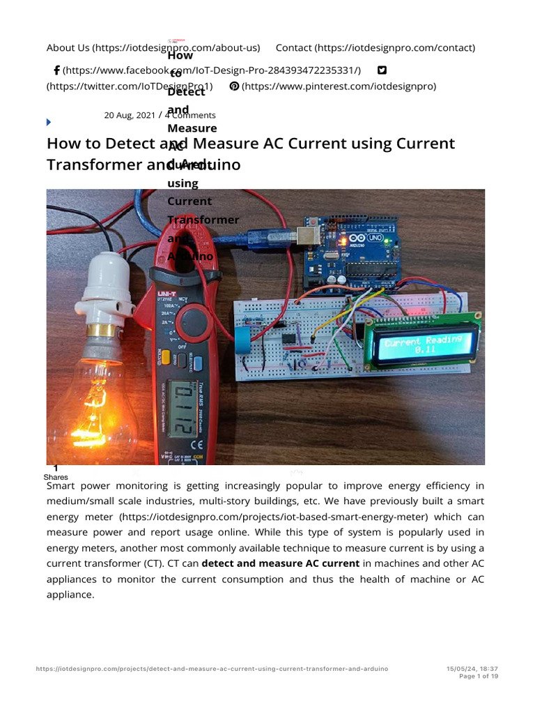 Detection Of Ac Current Using Current Transformer And Arduino Pdf Rectifier Transformer