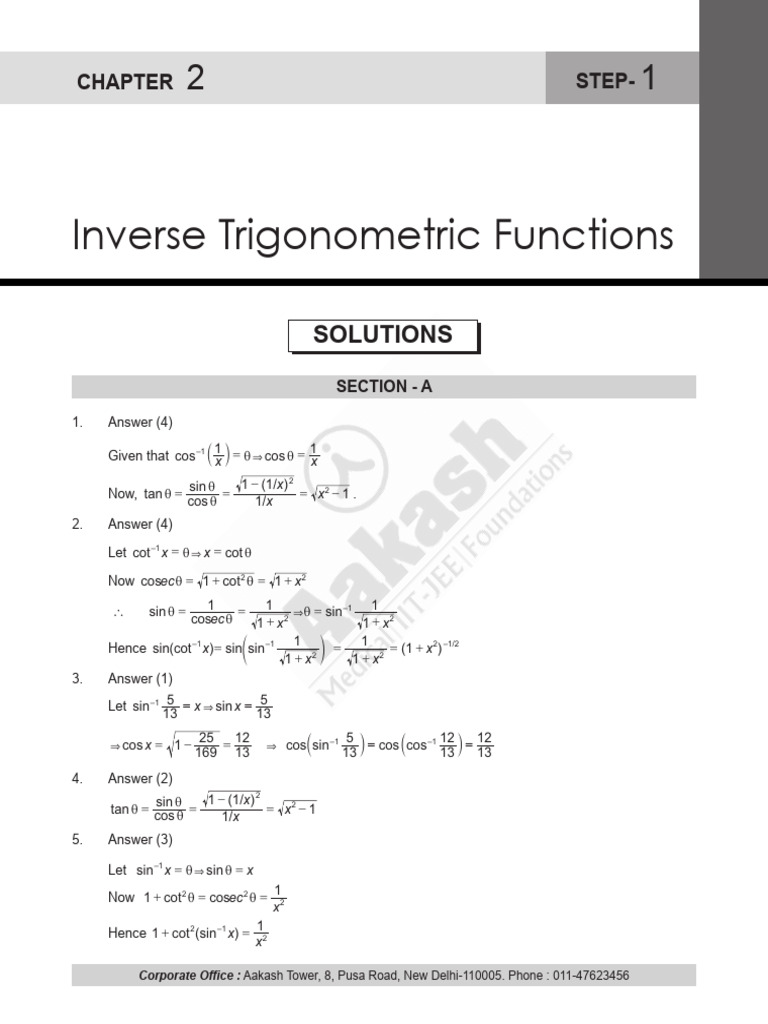 CLS ENG 24 25 XII Mat Target 1 Level 1 Chapter 2 | PDF | Trigonometric Functions | Angle