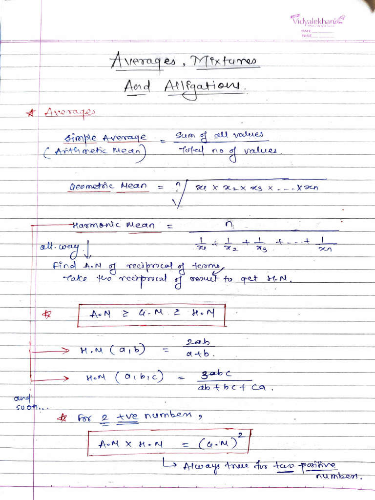 Averages, Mixtures & Allegations | PDF