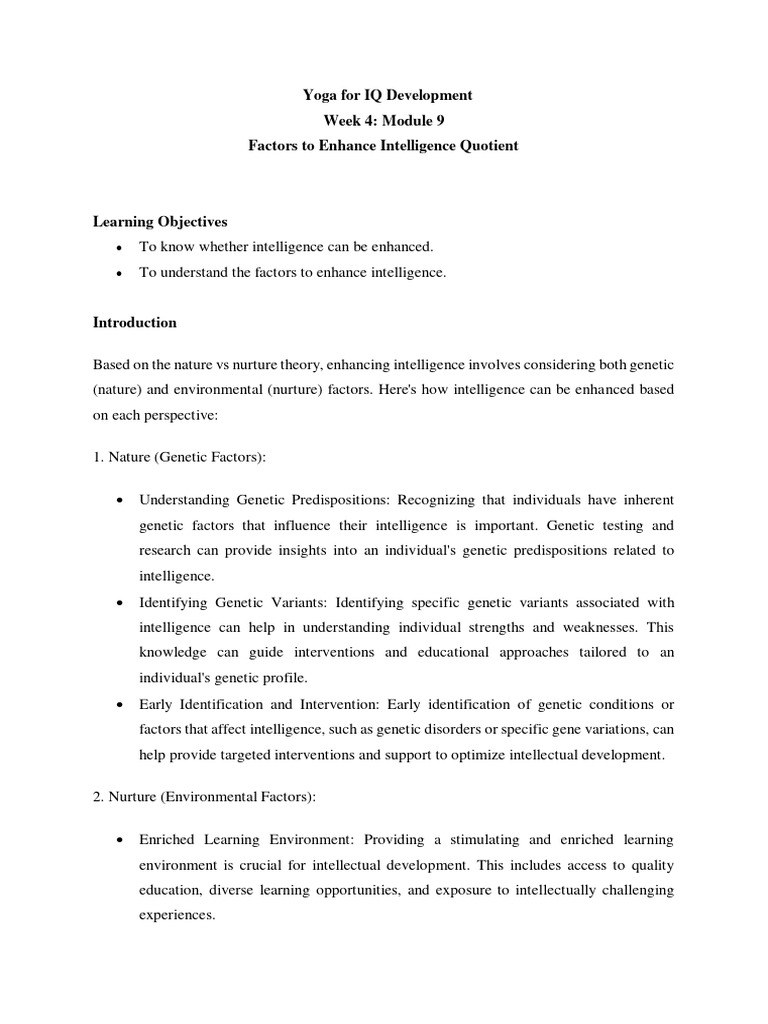 E-Content-Module 9-Factors To Enhance Intelligence Quotient | PDF ... E-Content-Module 9-Factors To Enhance Intelligence Quotient | PDF ...