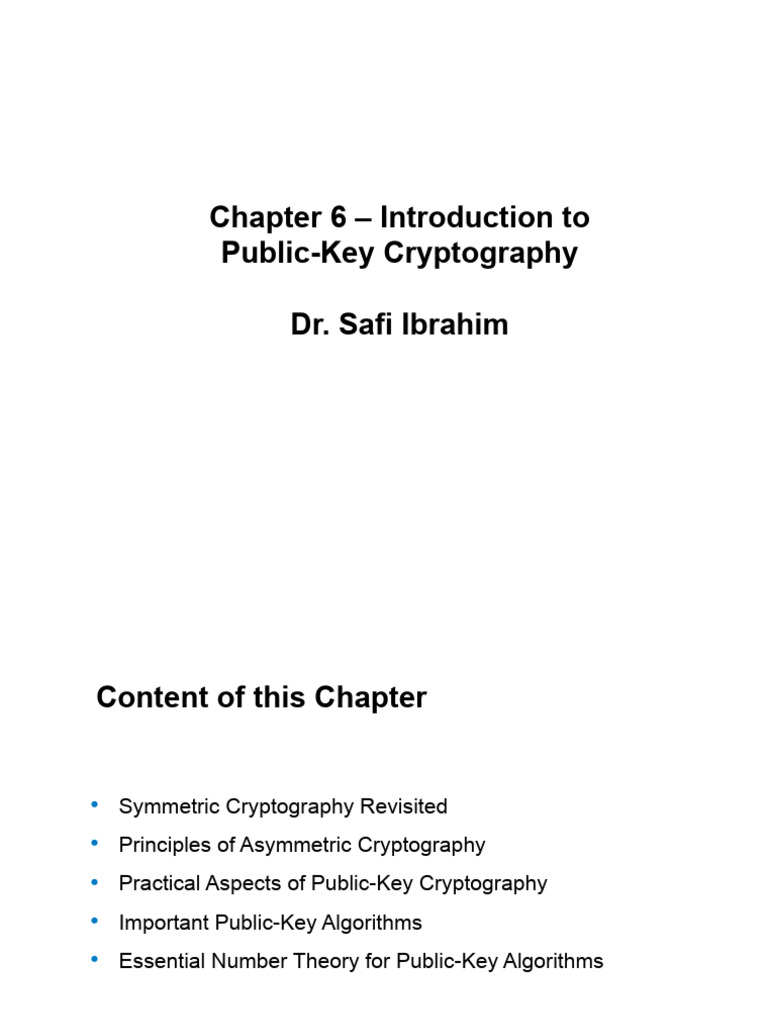 Chapter6-Intro To Public Key-Part1 | PDF | Public Key Cryptography | Cryptography