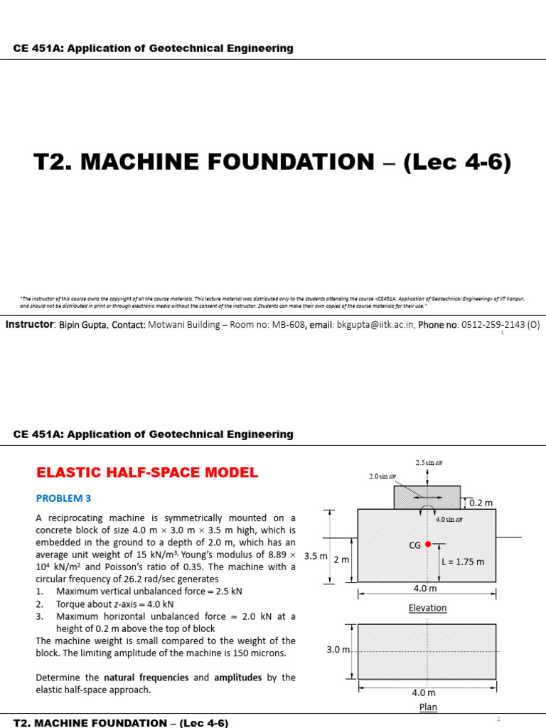 3.2 T2. Application of Geotechnical Engineering - CE 451A - Machine Foundations - (Lec 4-6 ...