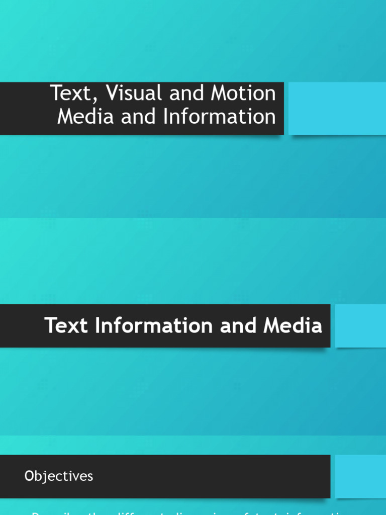 Text, Visual and Motion Media and Information | PDF | Information ...