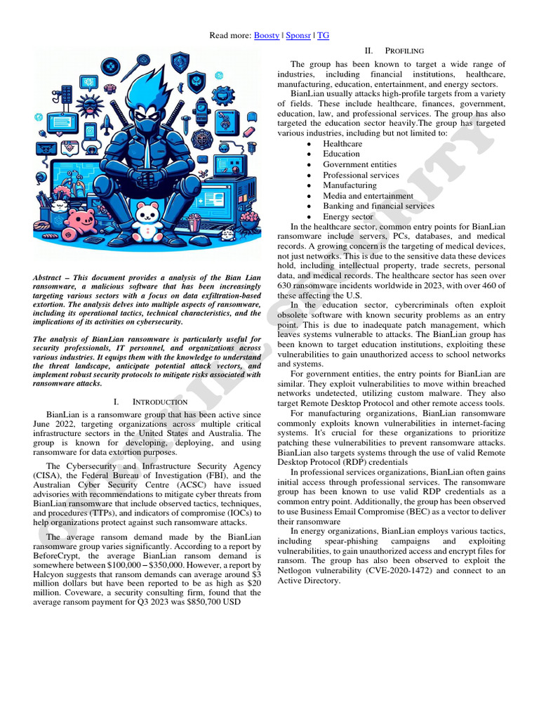 BianLian Ransomware [en] | PDF | Ransomware | Security