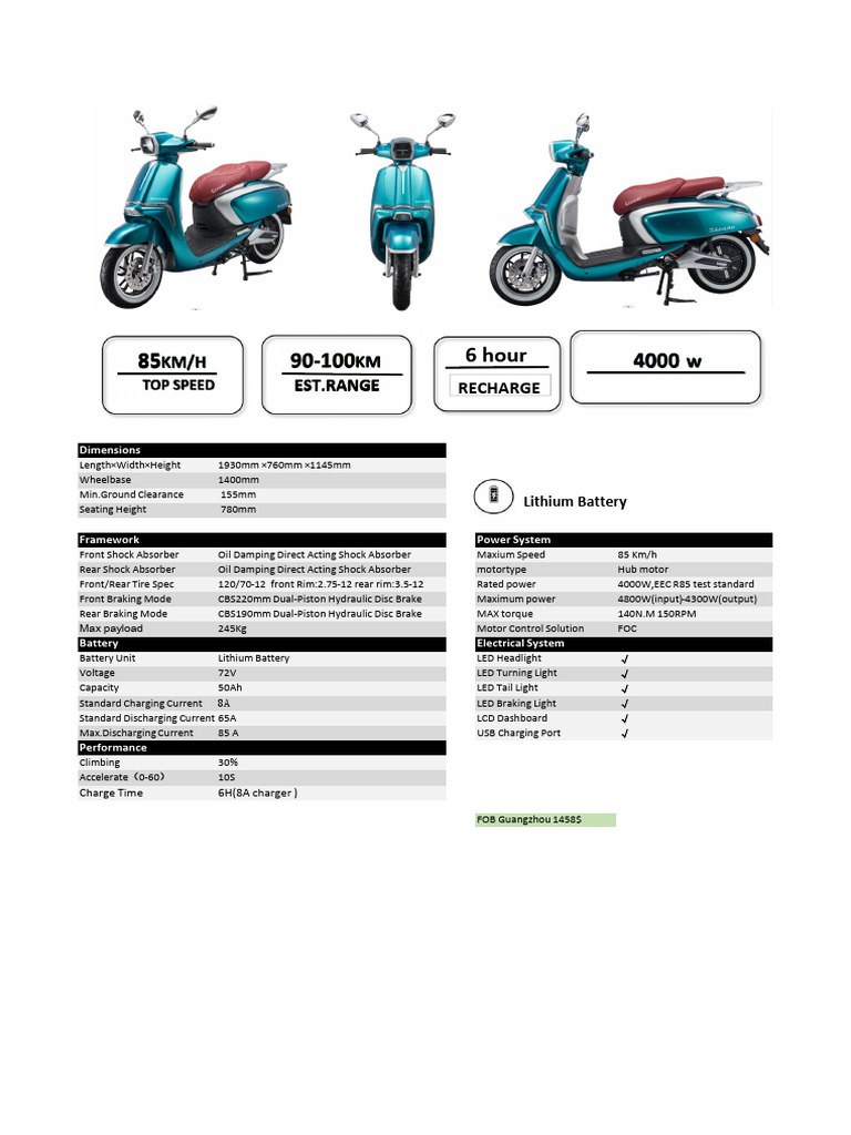 Electric Vehicle Specifications Overview | PDF | Battery Charger ...