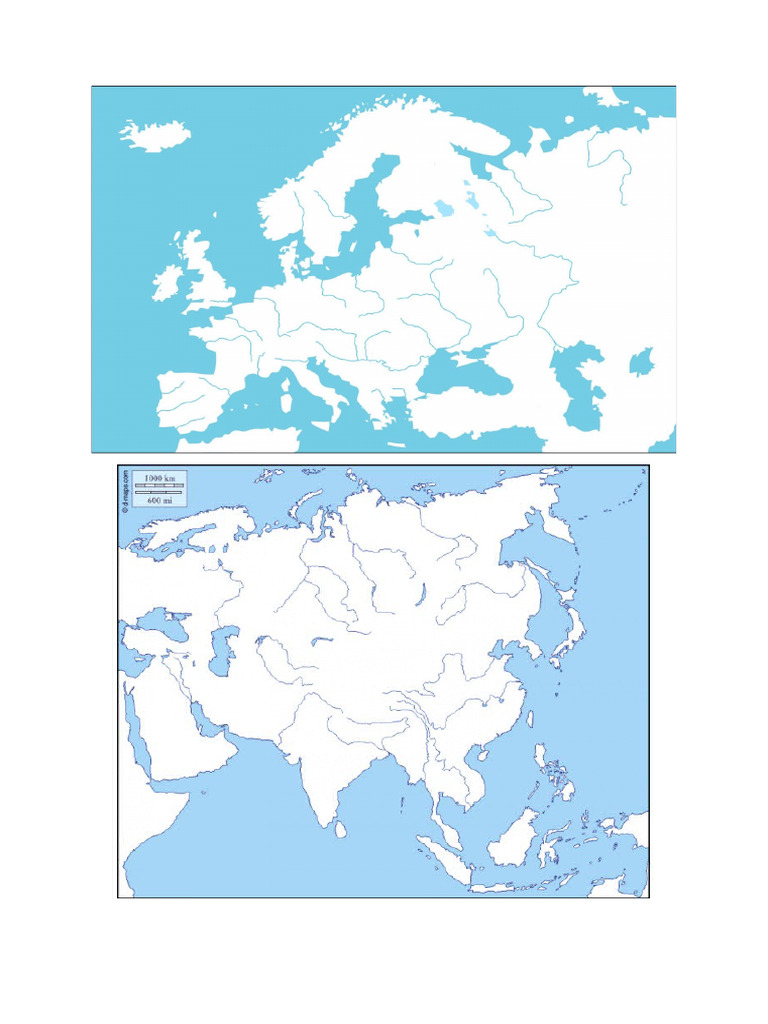 slijepa karta- rijeke Azije i Europe | PDF