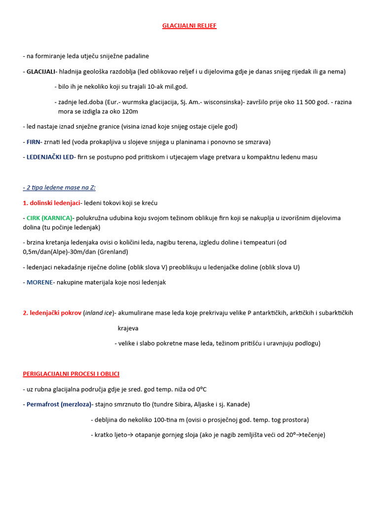 Glacijalni Reljef | PDF