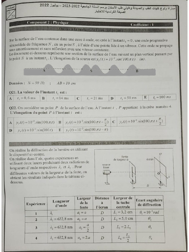 Concours Médecine 2022 - Physique Chimie | PDF