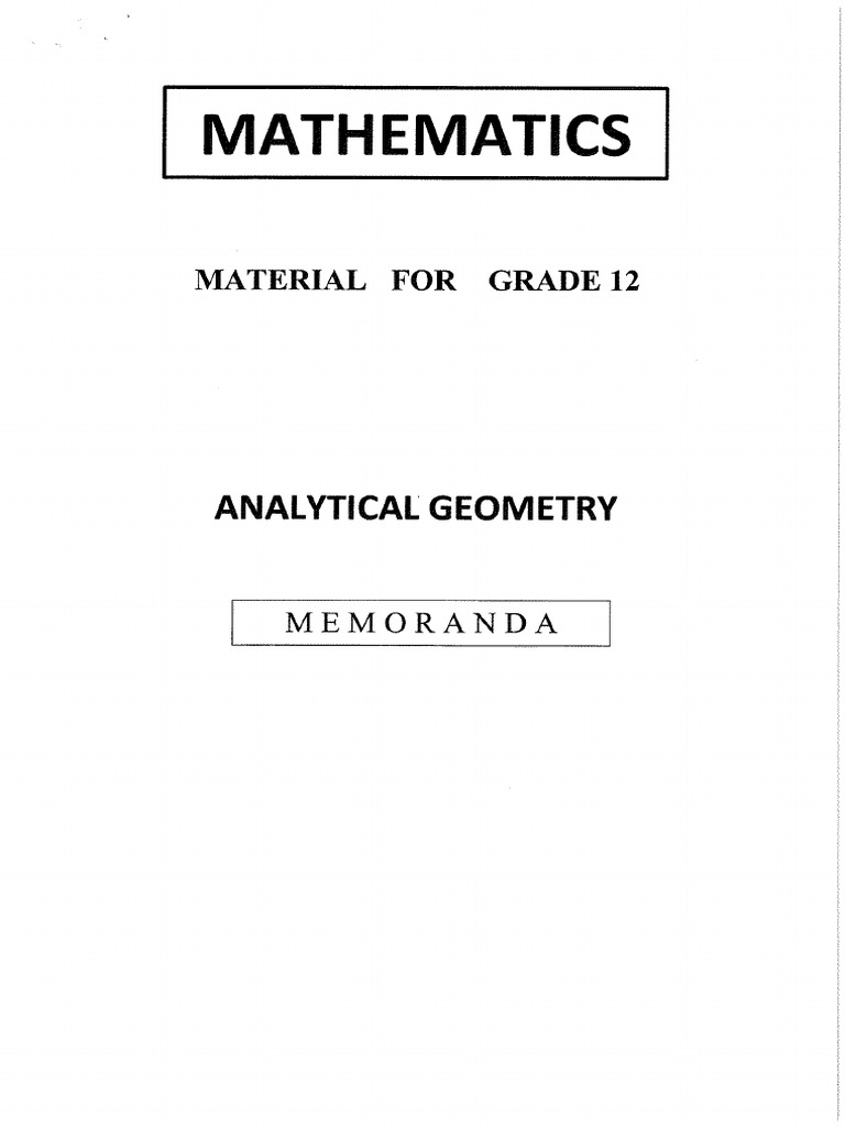 Grade 12 Mathematics: Analytical Geometry | PDF