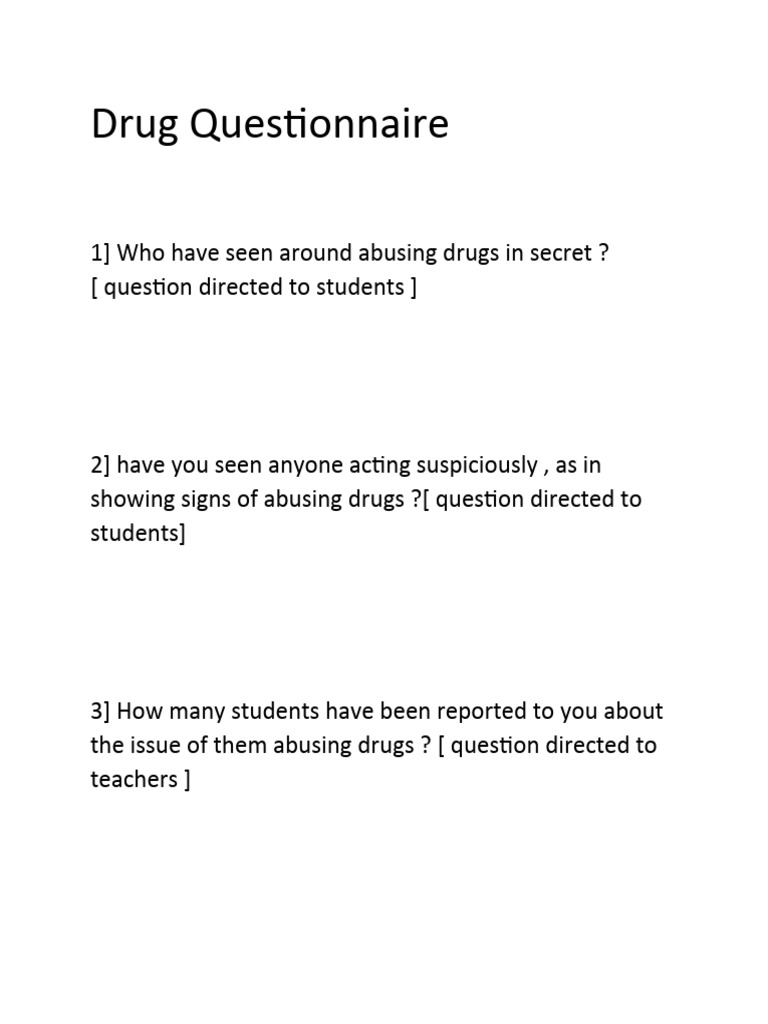 Student Drug Abuse Survey | PDF