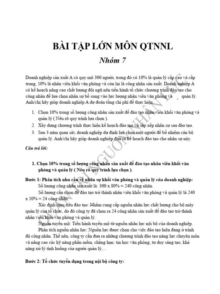 QTNNL - BTL - Nhóm7 | PDF