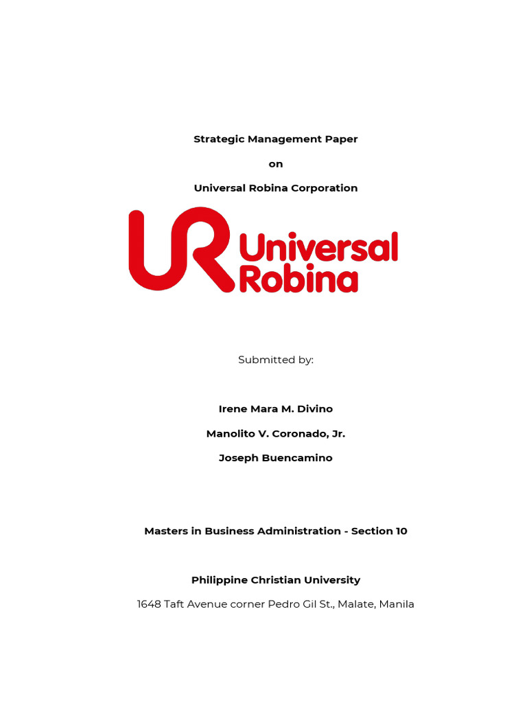 Strategic Management Paper URC Final | PDF | Supply Chain | Strategic Management