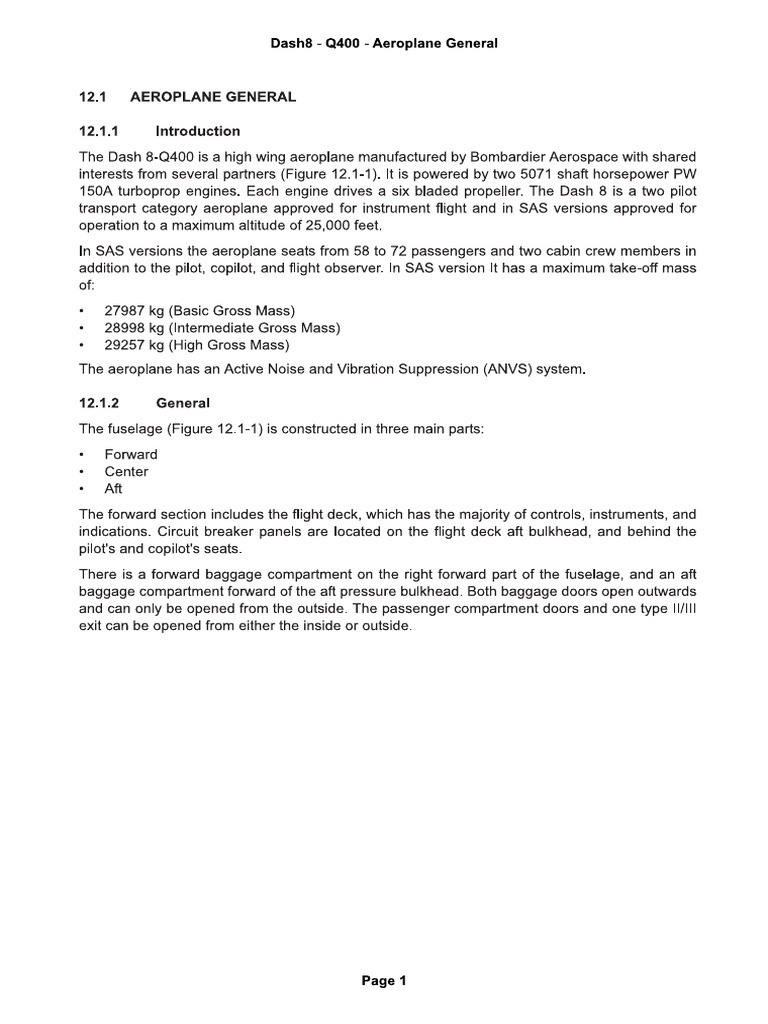 Q400-Aeroplane General | PDF