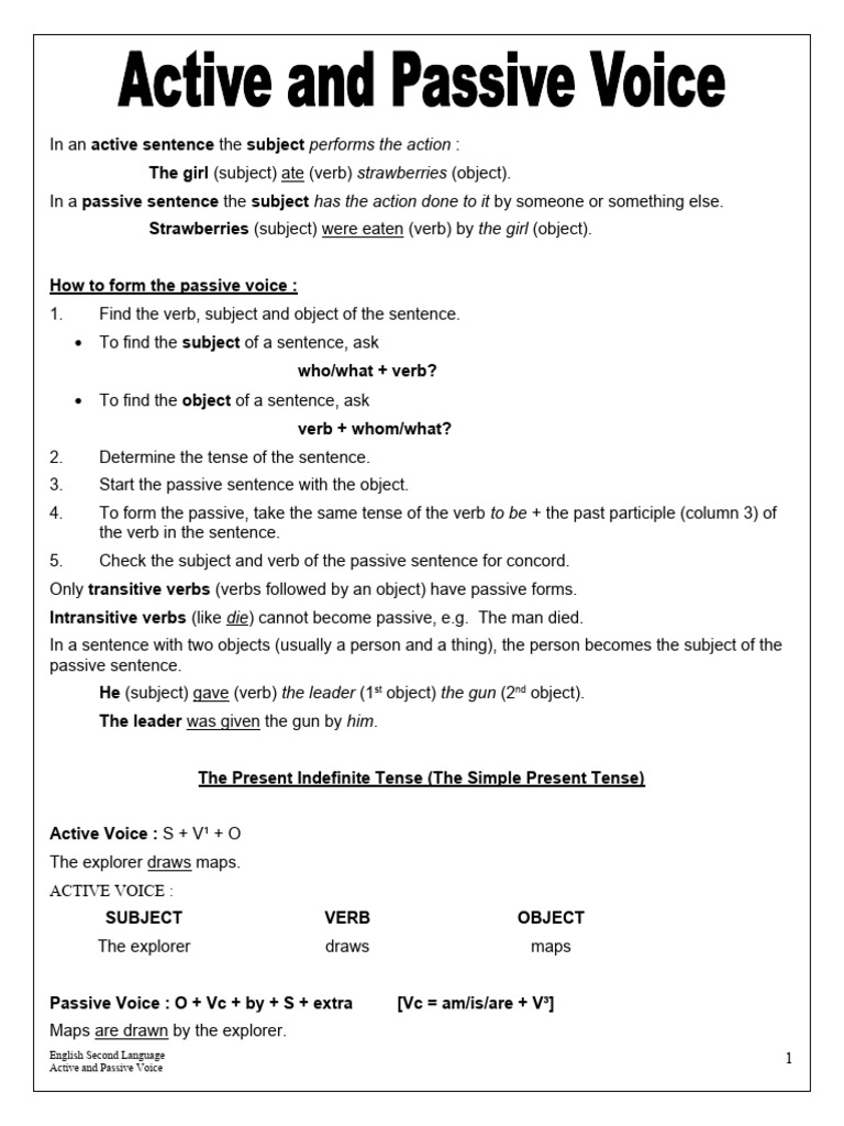 Active vs Passive Voice Guide | PDF | Verb | Grammatical Tense