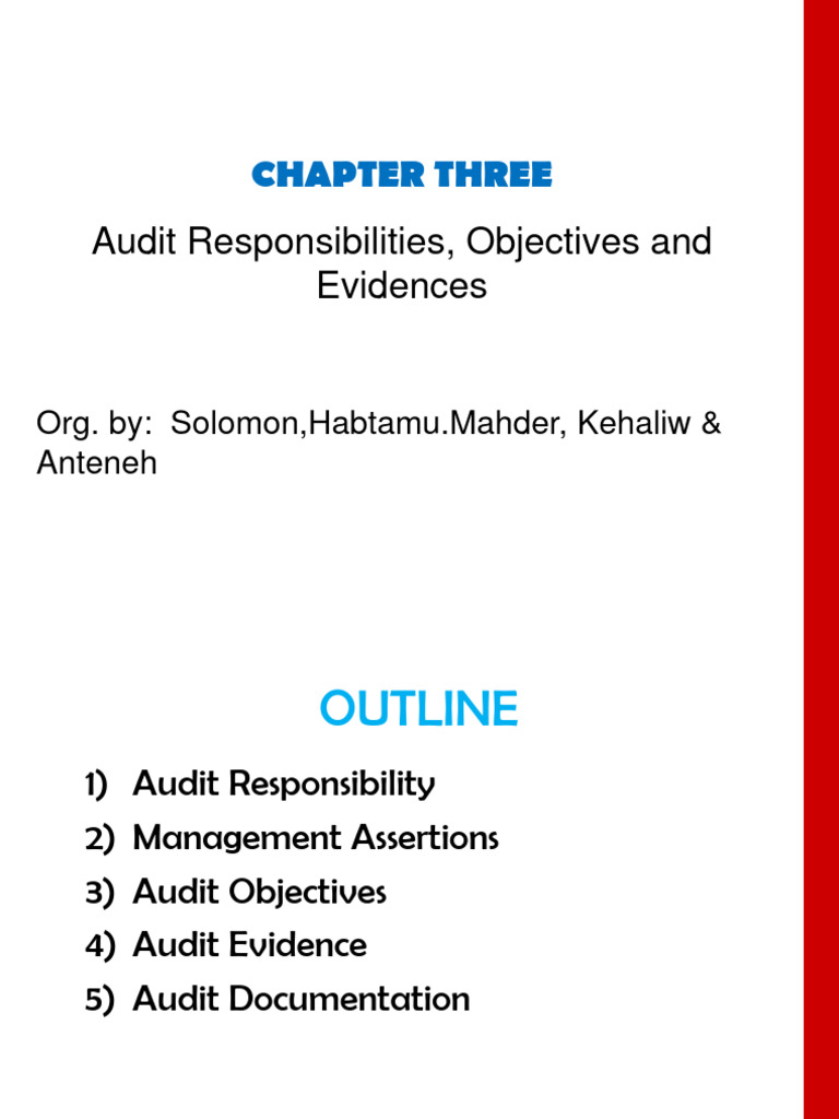 Chapter 3 Audit Responsibilities - Objectives and Evidence | PDF ...