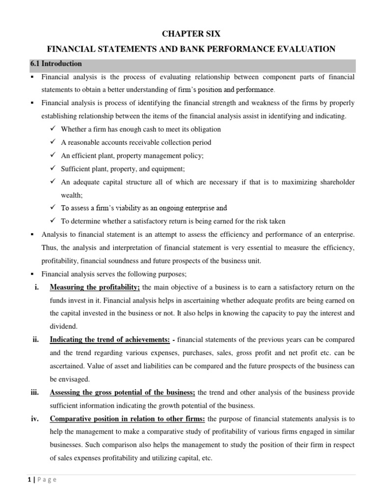 BPP CH 6 Financial Statement and Bank Performance Evaluation | PDF ...