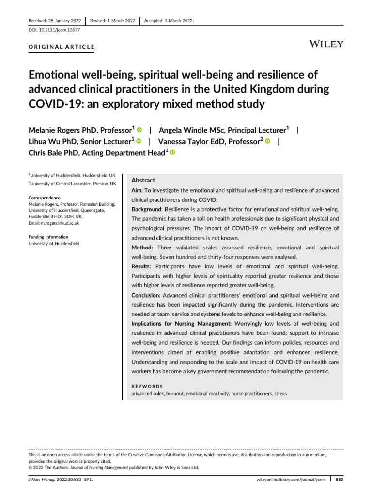 Emotional and Spiritual Wellbeing and Resilience o | PDF | Psychological Resilience | Mental Health