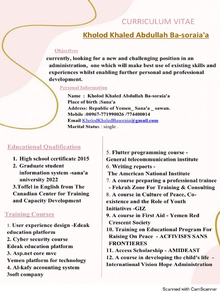 Kholod Khaled Ba-Soraia'a CV | PDF