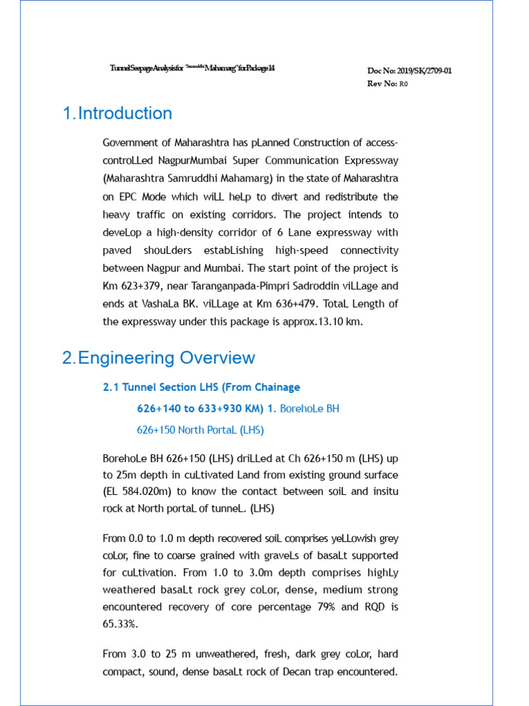 Tunnel Seepage Drain Calculation Report - Seepage Assessment R1 | PDF ...