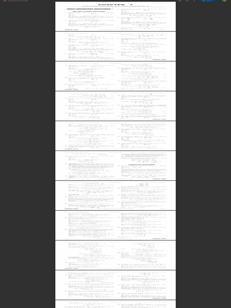 Factorisation Of Polynomials Extra Questions Solutions Pdf