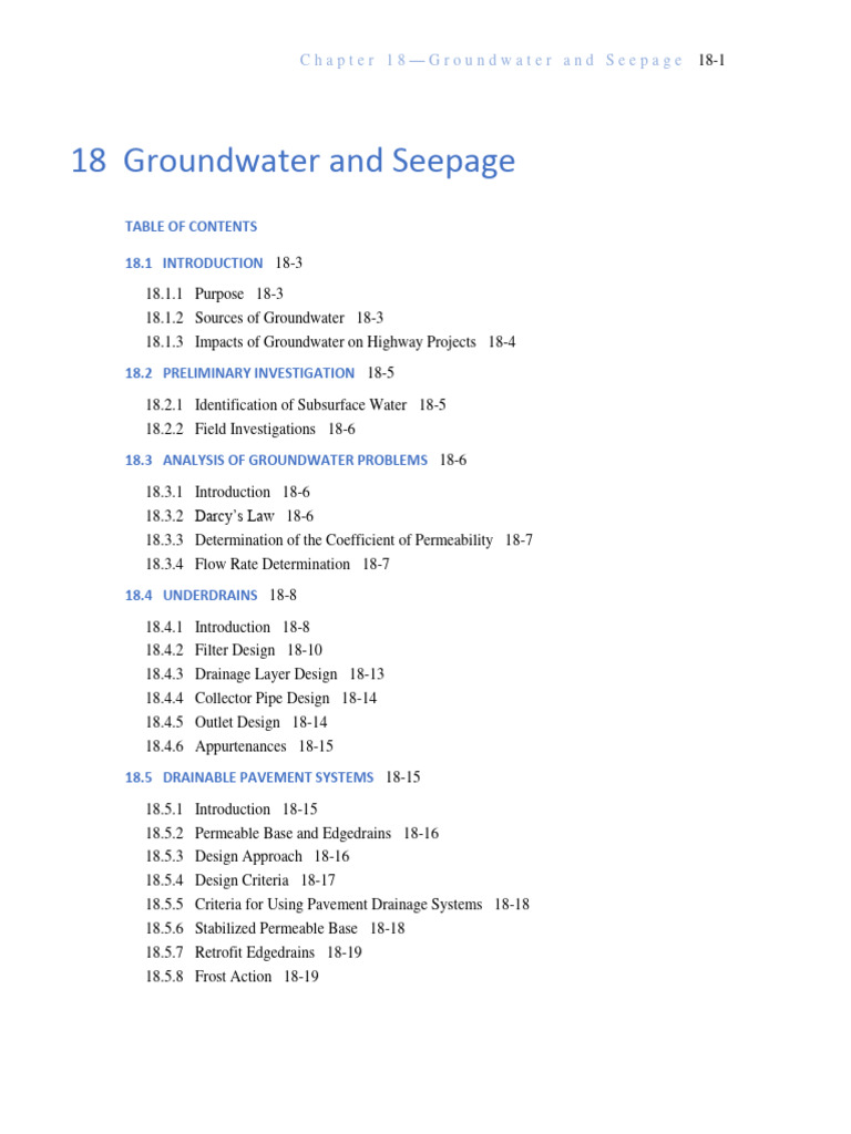 Design Criteria For Collector Pipe, Filter Material, Geotextile Chapter18 ...