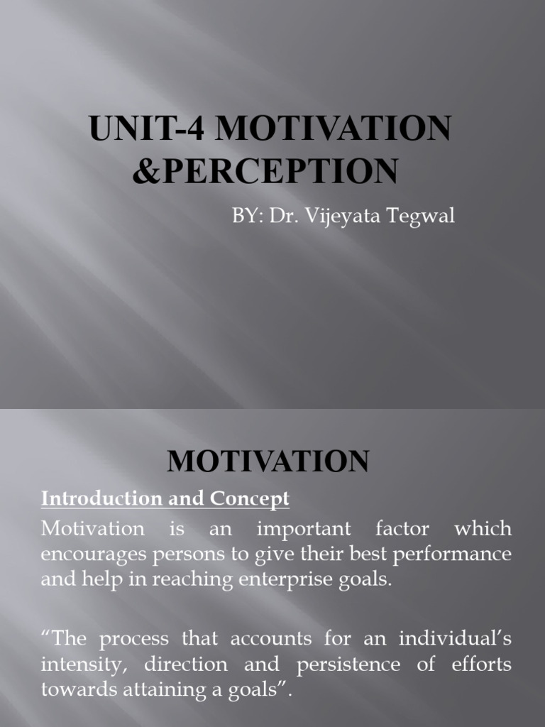 Unit-4 MCOB | PDF | Perception | Motivational