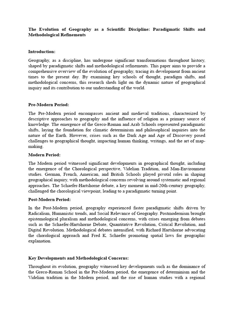 Evolution of Geographical Thought | PDF | Geography | Methodology