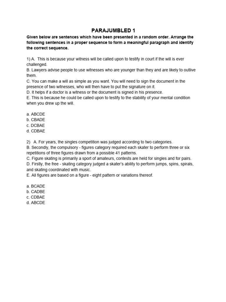 Para Jumbled 1 | PDF | Figure Skating | Money