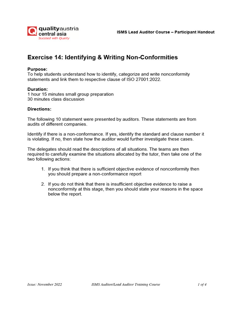 14 - Participant Workbook - Ex 14 - Identifying & Writing Non ...