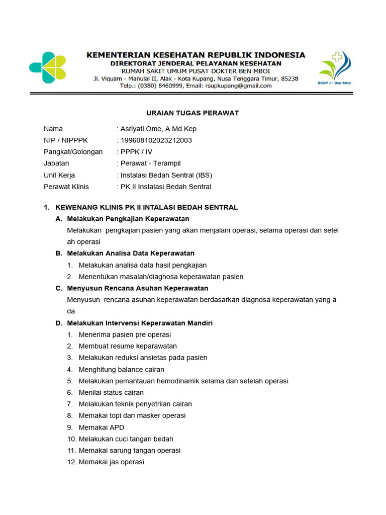 Format Uraian Tugas Utama Aty Baru | PDF
