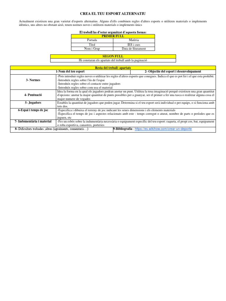Crea El Teu Esport | PDF