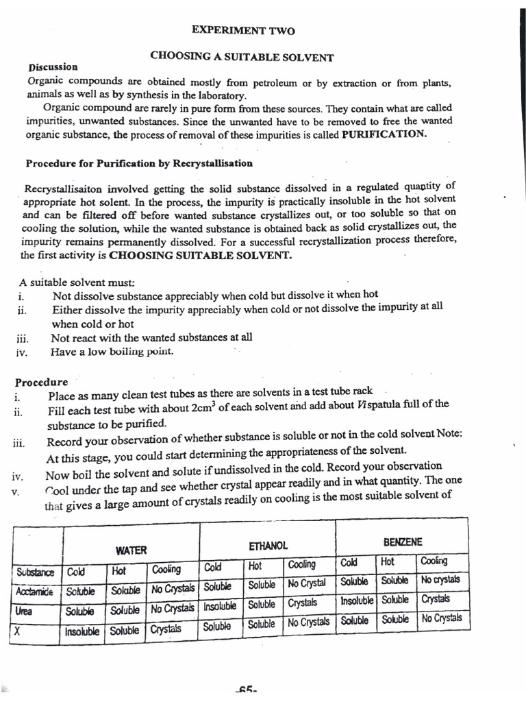 Choosing Suitable Solvent Practical Manual | PDF