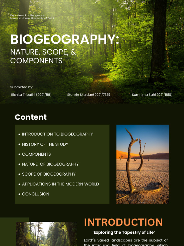 Biogeography Nature, Scope and Components | PDF | Biogeography | Ecology