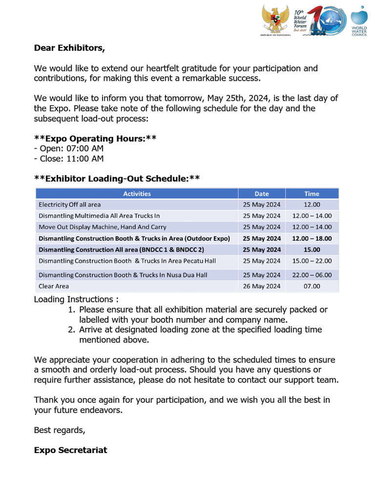 Loading Letter Out 10th World Water Forum | PDF