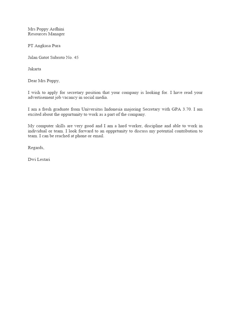 Application for Secretary Position | PDF | Self-Improvement | Wellness
