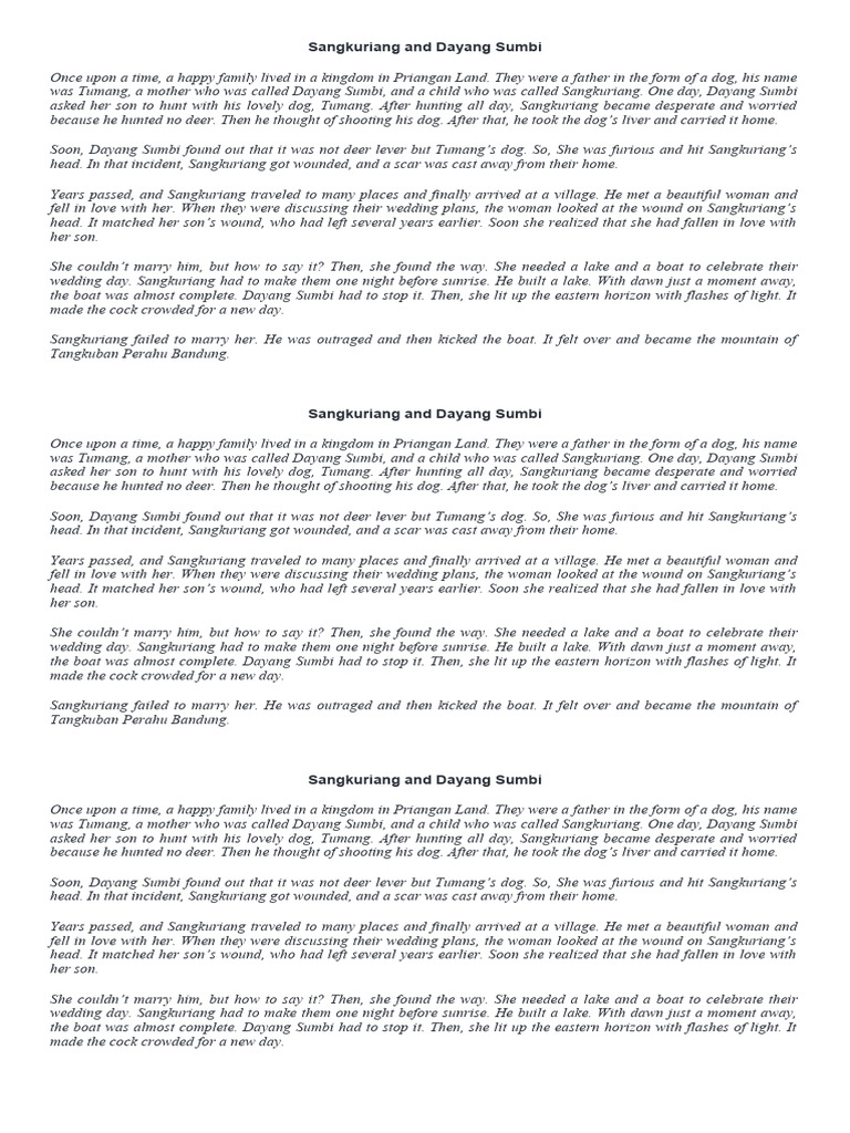 Sangkuriang and Dayang Sumbi | PDF