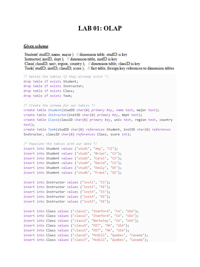 Lab 01_OLAP | PDF | Data Management | Information Technology Management