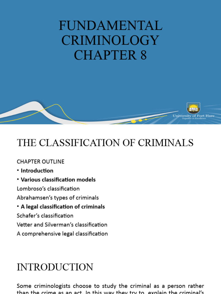 Criminology: Criminal Classification | PDF | Crimes | Crime & Violence