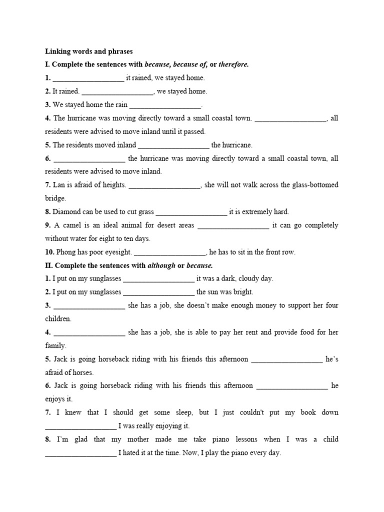 Linking Words and Phrases | PDF | Foreign Language Studies | Home & Garden