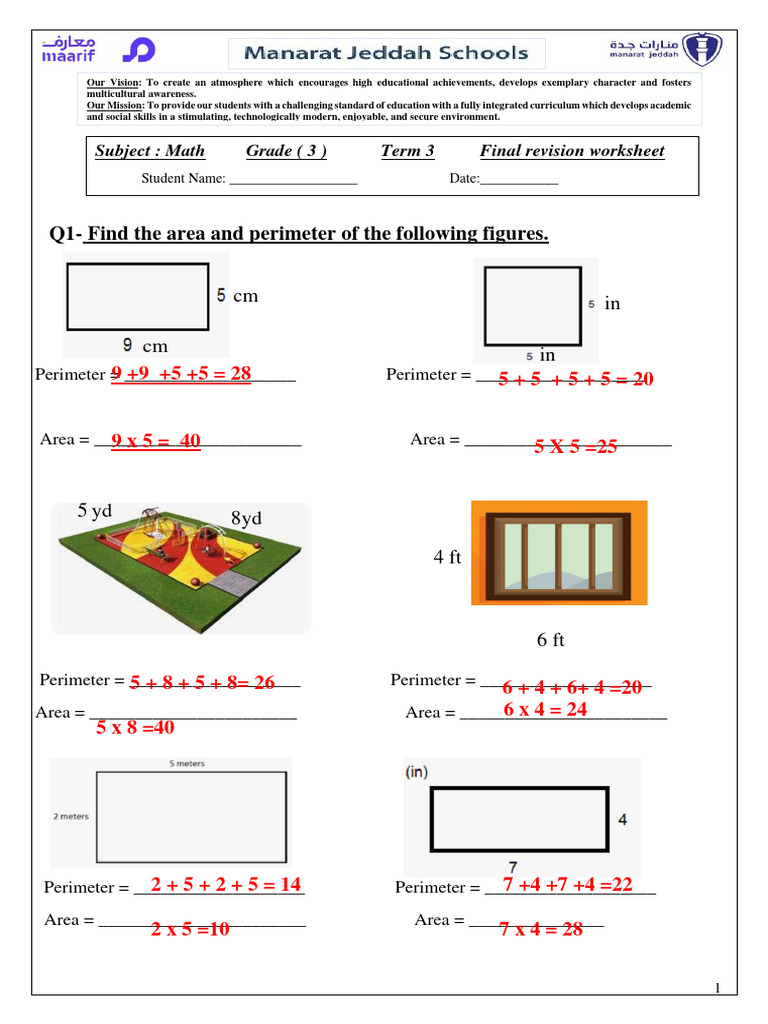Math Revision Answer Key | PDF | Shape | Litre