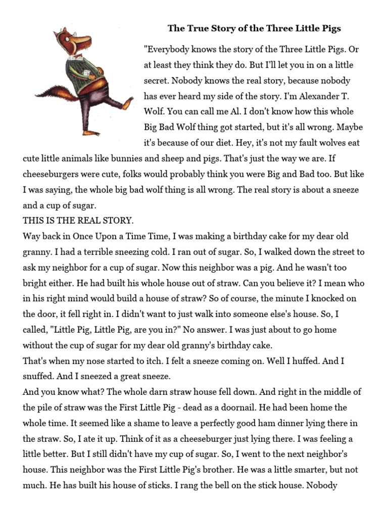 The True Story of the Three Little Pigs | PDF