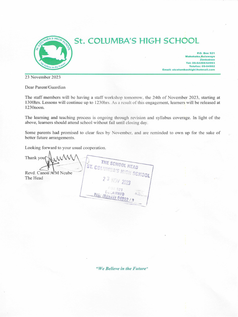 Staff Workshop Letter | PDF