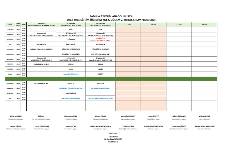 2023-2024 Eği̇ti̇m Öğreti̇m Yili 2. Dönem 2. Ortak Sinav Programi 2 | PDF