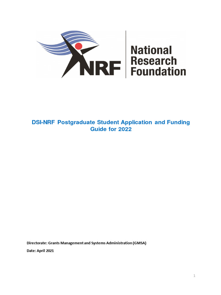 DSI-NRF Postgraduate Student Application and Funding Guide For 2022 (Final) | PDF | Doctorate ...