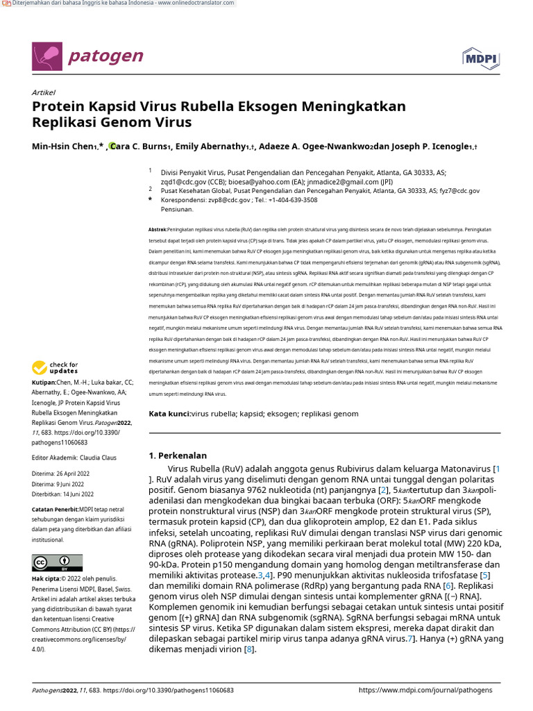 Kapsid Virus Rubella Tingkatkan Replikasi | PDF