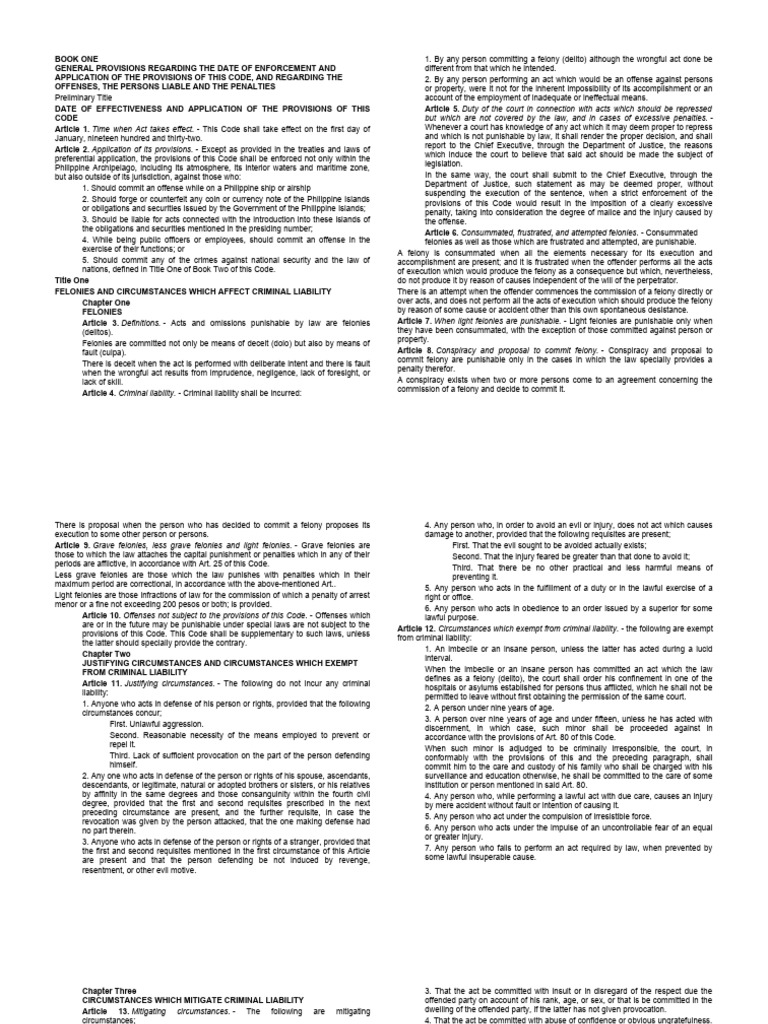 RPC Book One | PDF | Aiding And Abetting | Pardon