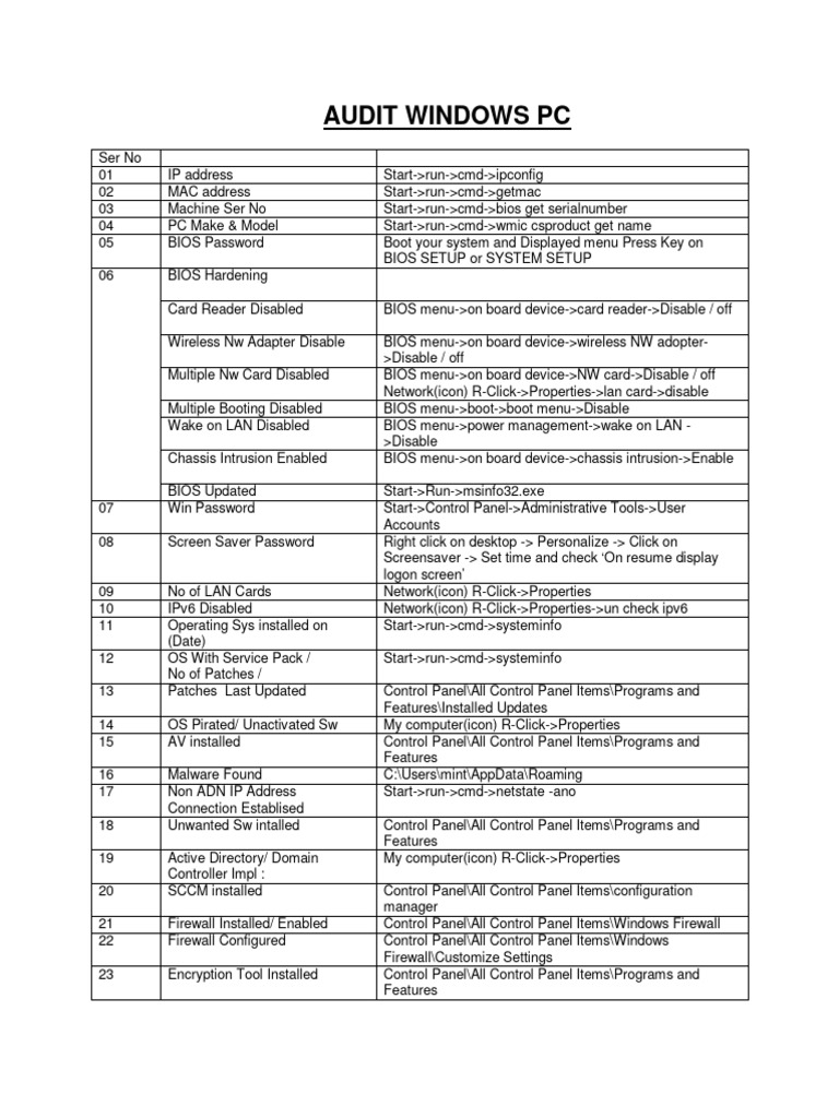 Window Boss PC Audit 1 | PDF | Bios | Sudo