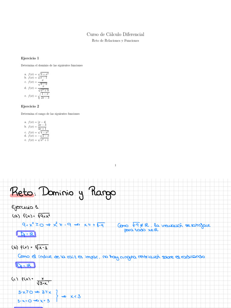 Dominio y Rango en Cálculo Diferencial | PDF | Análisis matemático