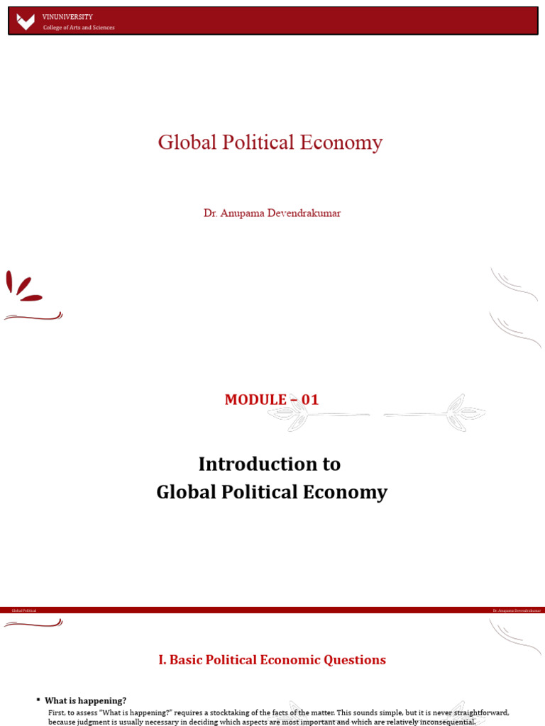 Module 01 - Introduction To Global Political Economy-1 | PDF | Economics | Economies